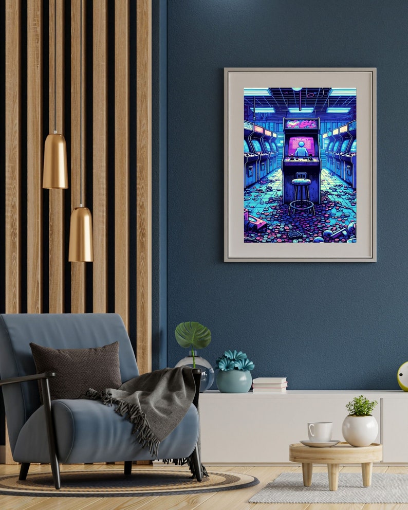 Cyberpunk Dystopian Retro Arcade Pixel Wall Art – Synthwave Digital ...