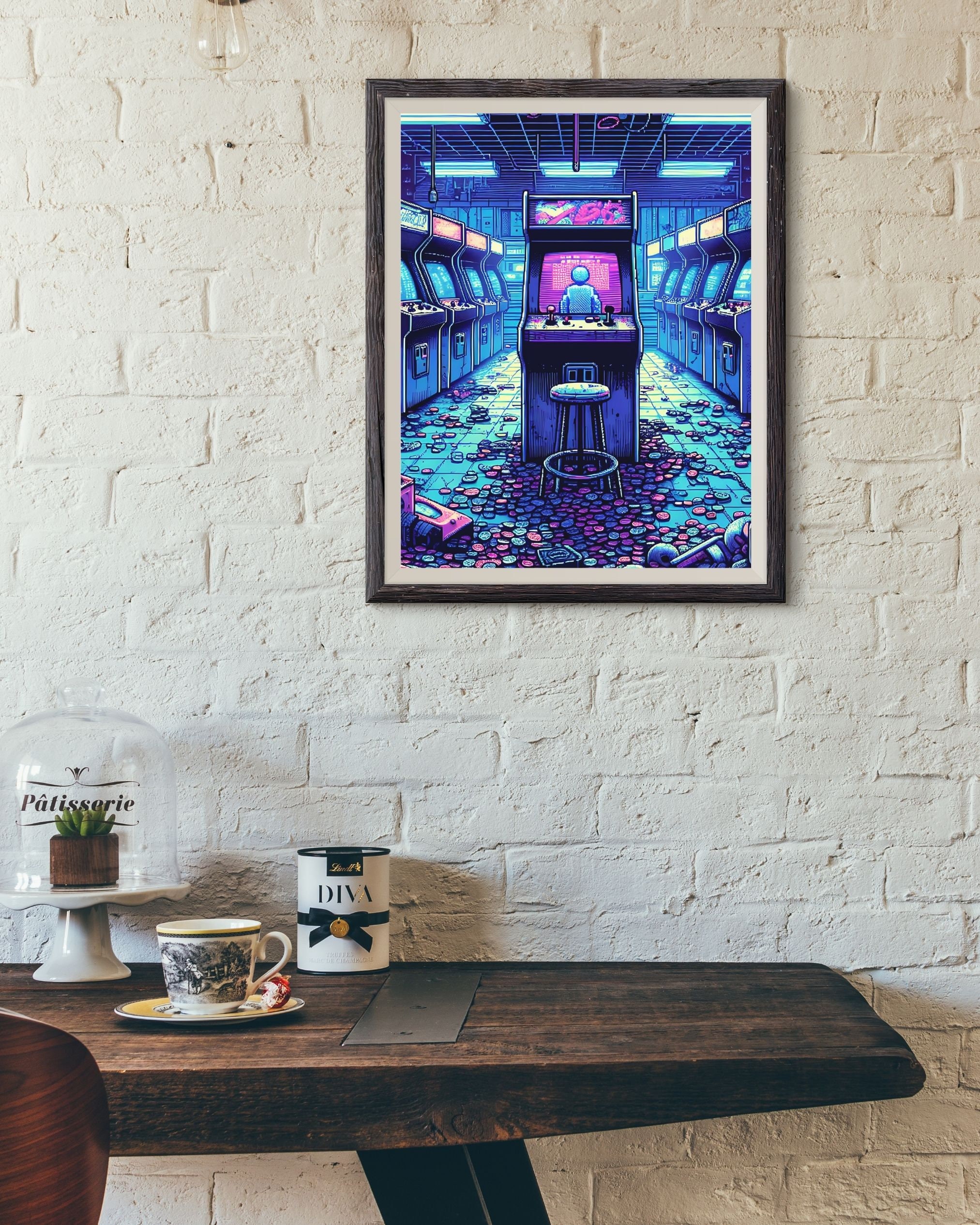 Cyberpunk Dystopian Retro Arcade Pixel Wall Art – Synthwave Digital ...