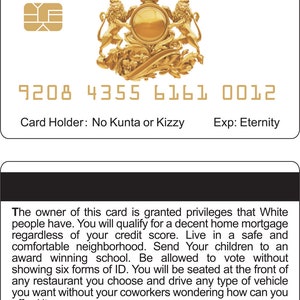 The Official White Privilege Card 4 Pack Funny novelty Card FREE ...