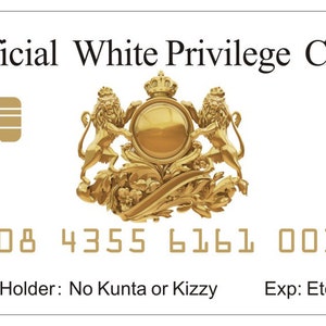 The Official White Privilege Card 4 Pack Funny novelty Card FREE SHIPPING. - Etsy