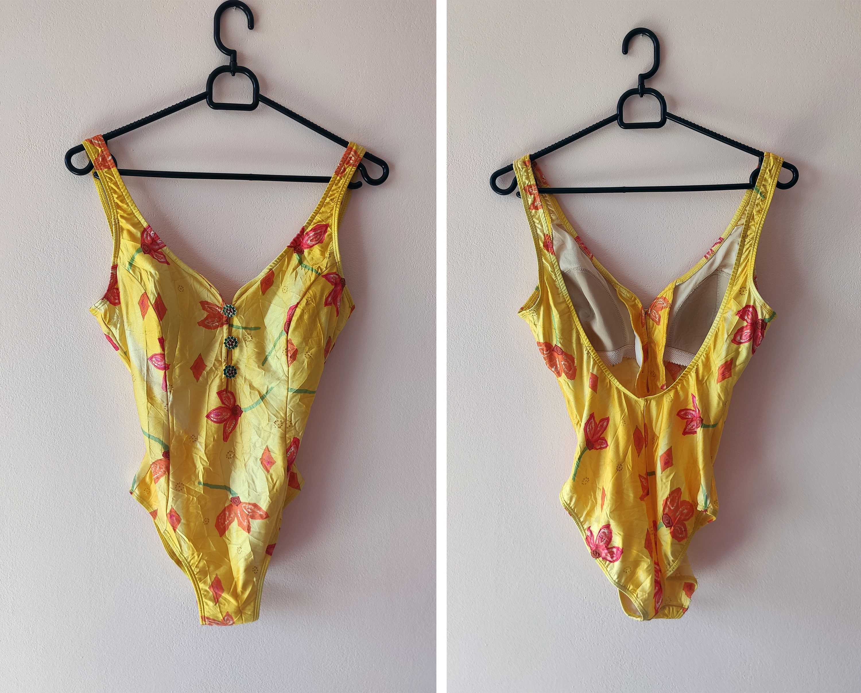Vintage Yellow Swimsuit S-M 80s Bathing Suit Bright Yellow - Etsy