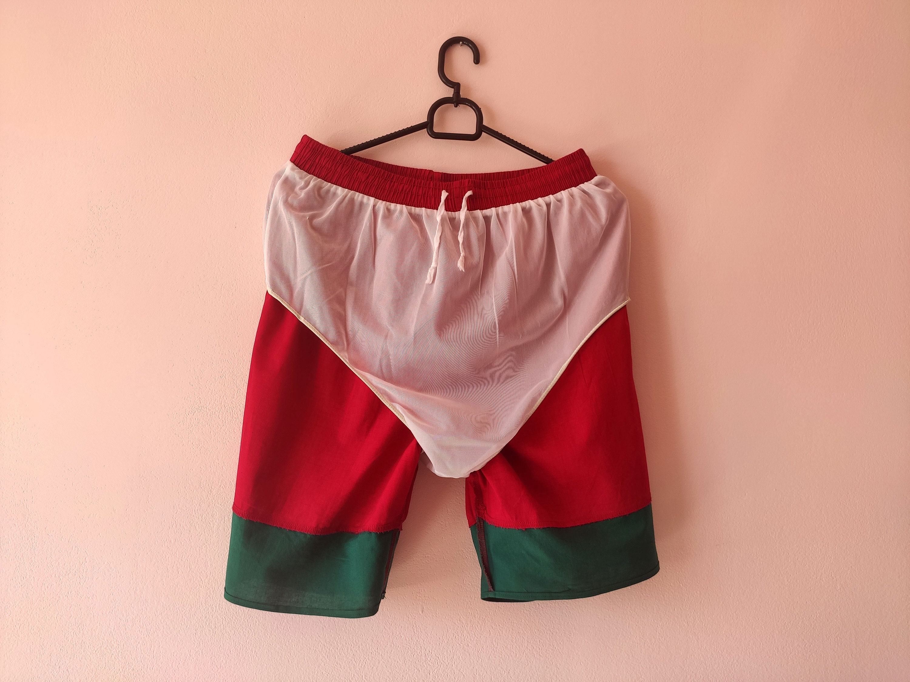 Vintage Swimtrunks, S-M, Vintage Swim Shorts, Cotton Swimtrunks, Red ...