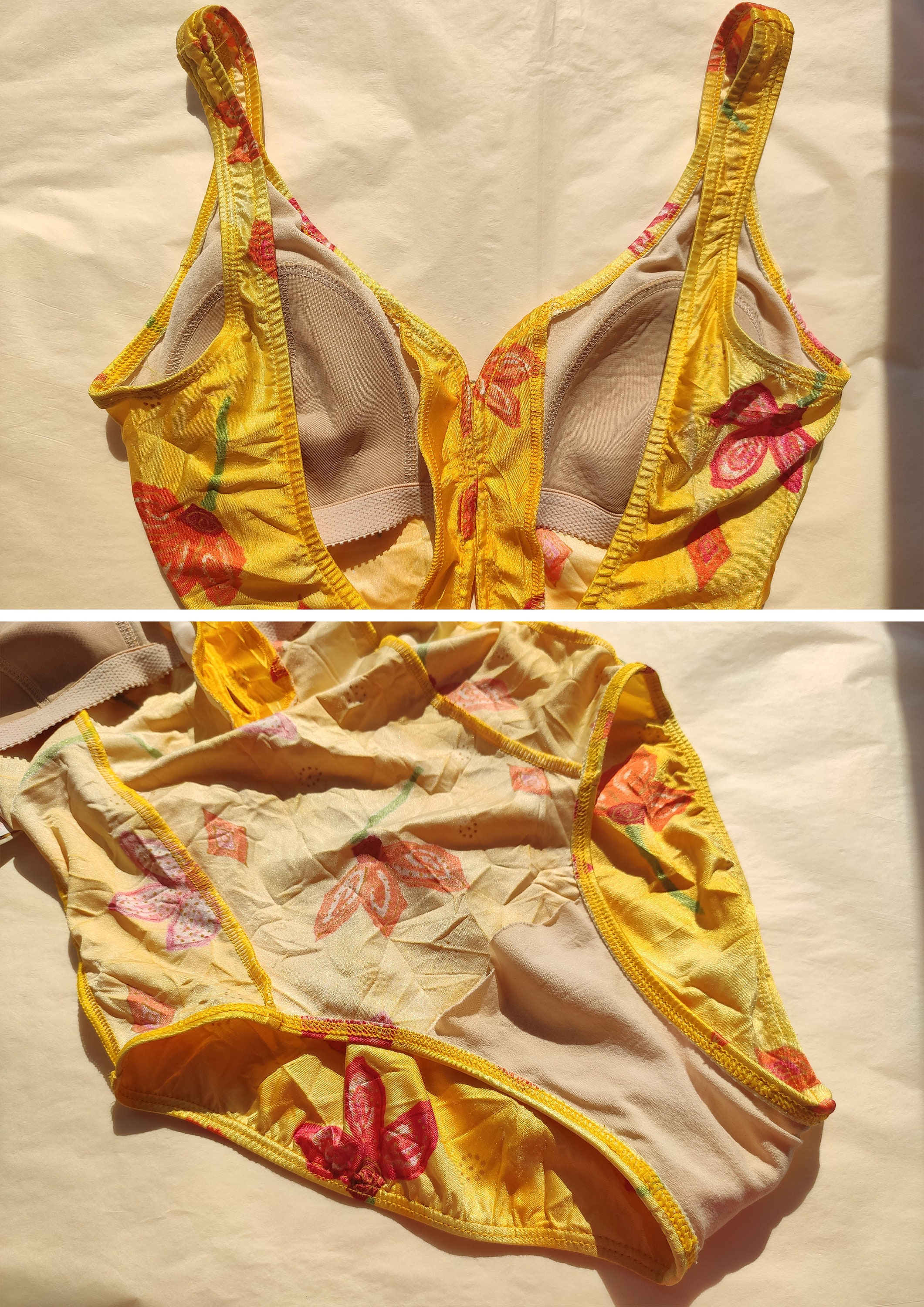 Vintage Yellow Swimsuit, S-M, 80s Bathing Suit, Bright Yellow Swimsuit ...