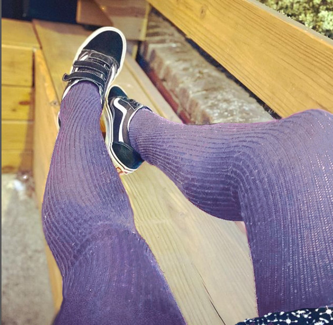 Adult Rib Knit Tights Purple Wooly - Etsy