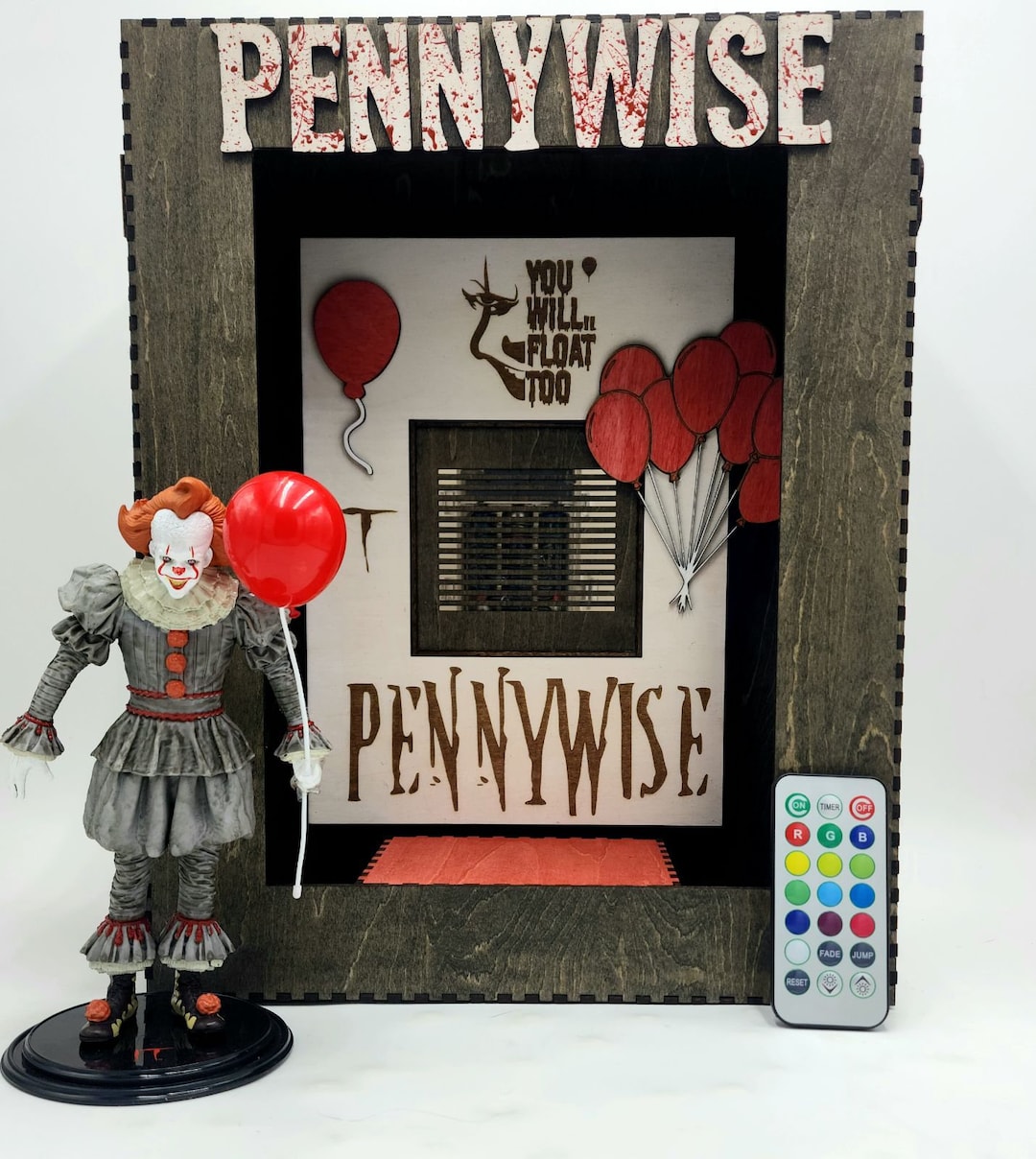 Full Size Stephen Kings IT Pennywise Shadow Box With Battery Powered ...