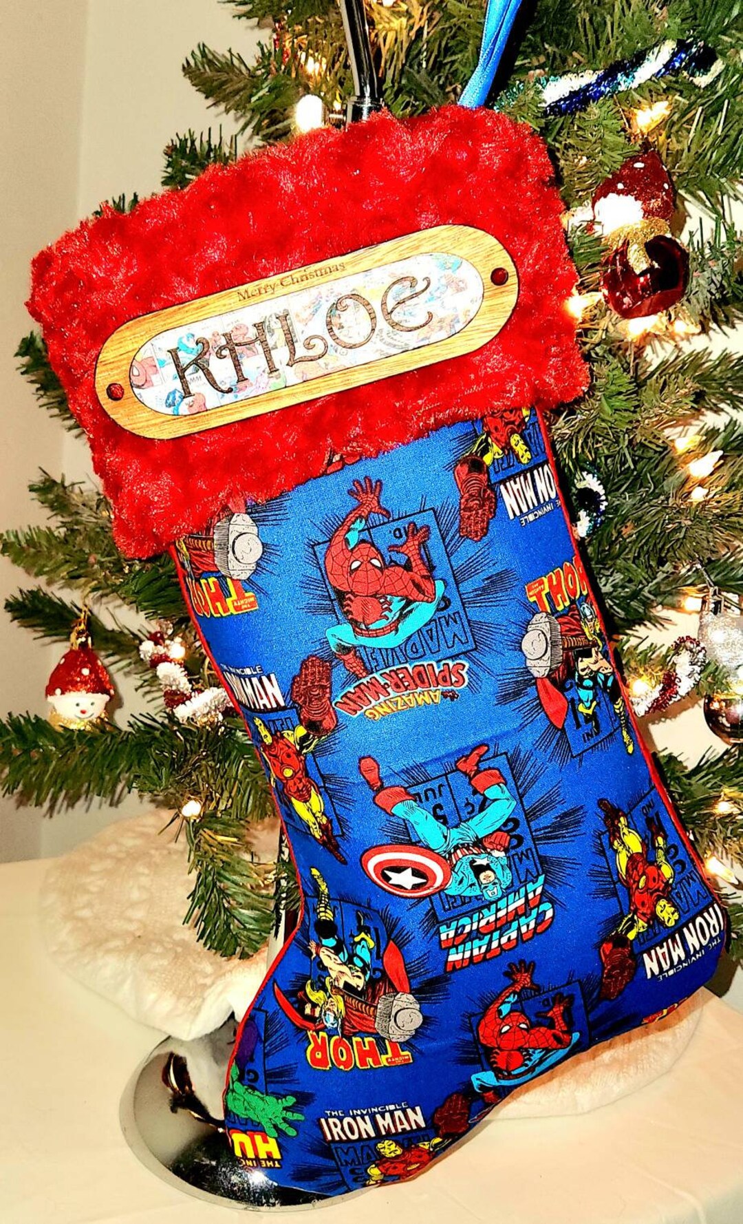 SPIDERMAN Inspired Christmas Stocking. Can Be Personalized With a Name ...