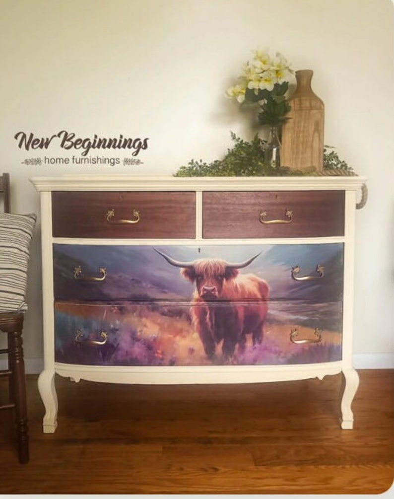 Flora - Highland Cow -by Whimsykel Designs - 18 Lb Decoupage Paper - 2 ...