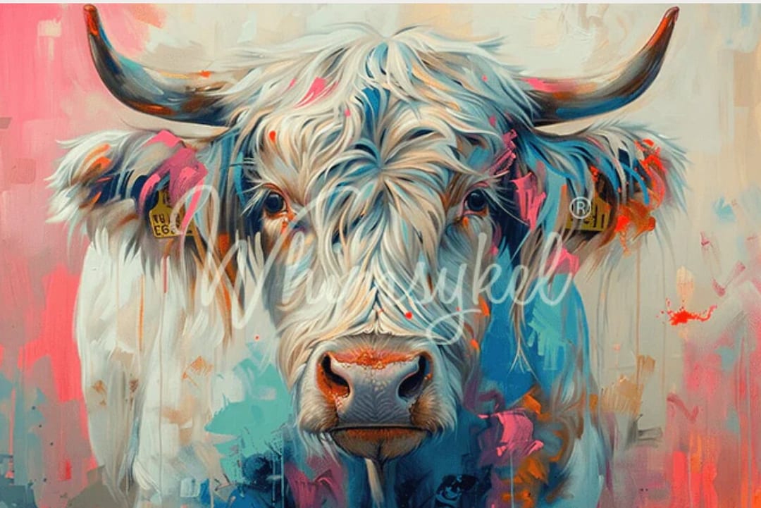 Besie Blue - Whimsykel Designs- A1 Decoupage Paper- Cow Decoupage Paper ...