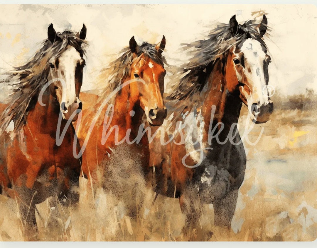 Graceful Steeds 29 X 21” - Whimsykel Designs - Decoupage Paper ...