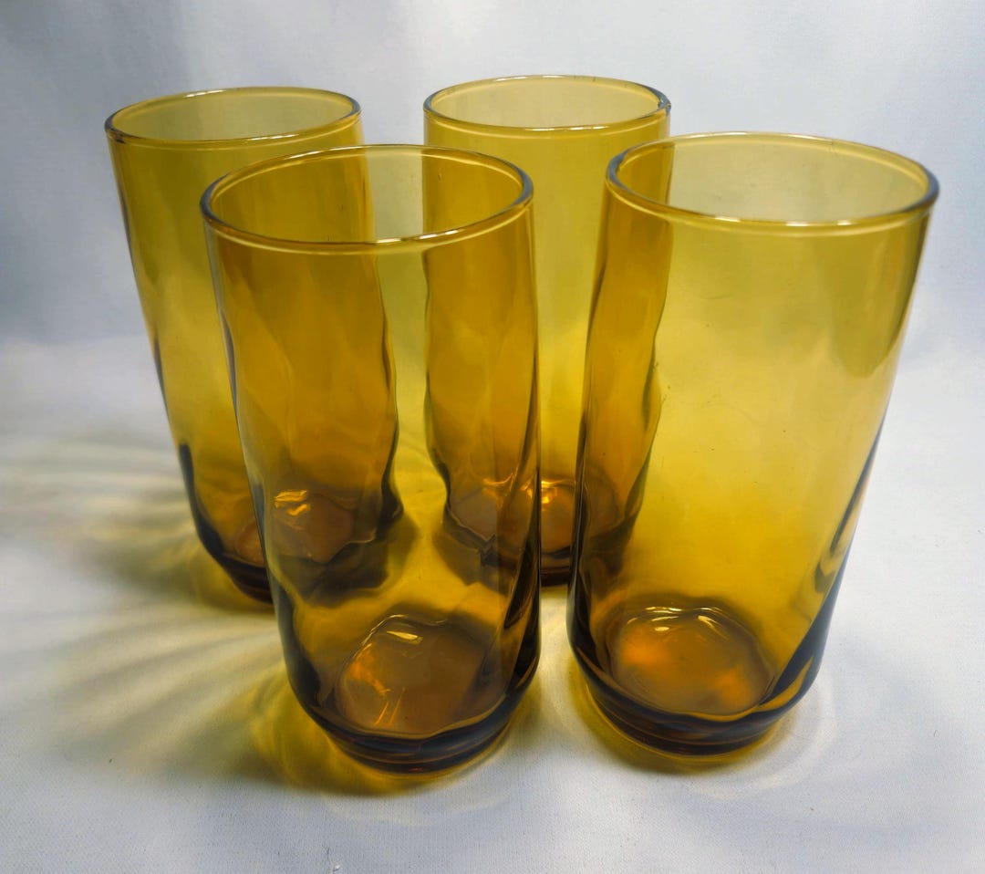 Vintage Libbey 24 Oz. Swirl Honey Amber Tumblers Glasses Swirl Glass ...