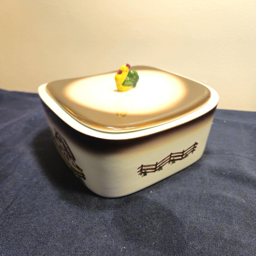 Vintage Farmhouse Orchard Ware Hand-decorated Ceramic Sugar Bowl With a ...