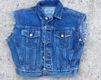 Cut off jean jacket | Etsy