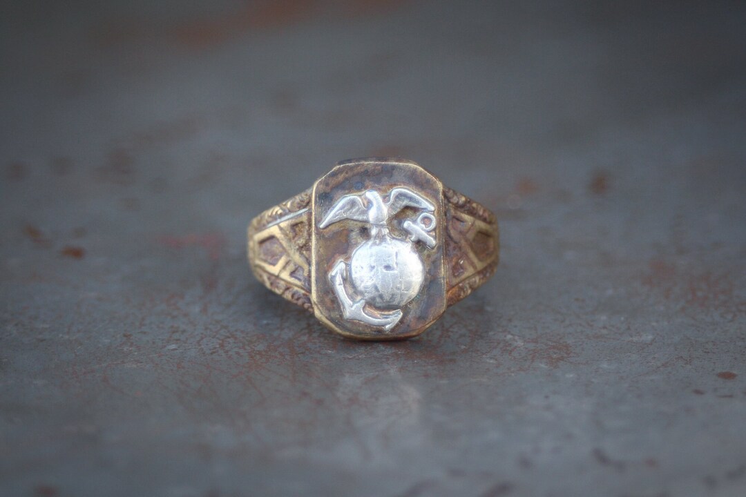 Art Deco WWII Era USMC Globe and Eagle Vintage Military Ring - Etsy