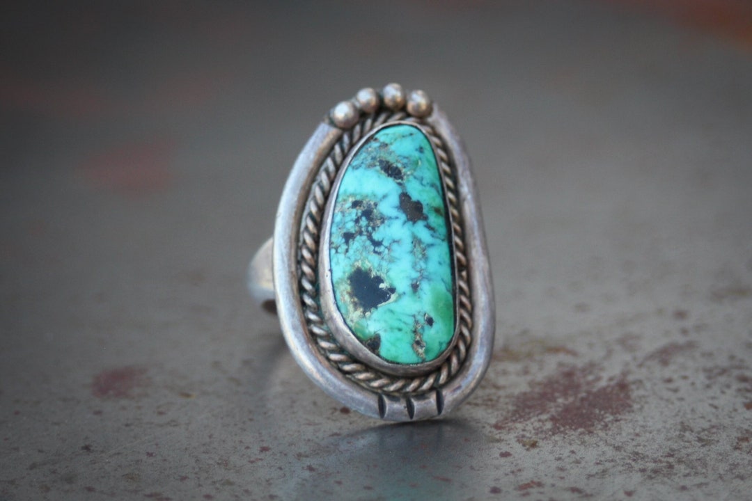 Huge 1960s Old Pawn Turquoise Ring Size-9 - Etsy