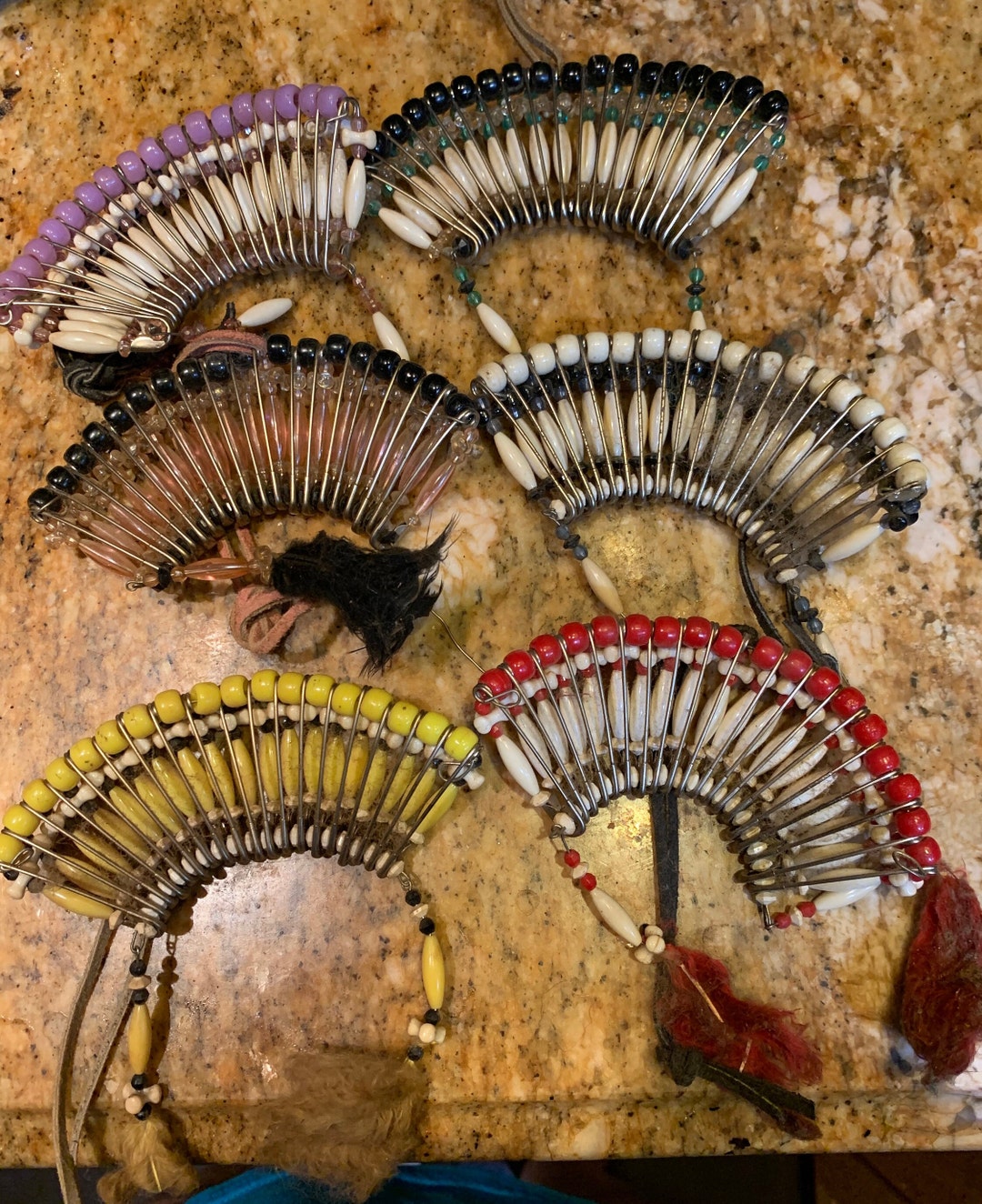 Vtg 6 Tribal Headdress Bonnets Pendants Beads + Safety Pins Lot - Etsy