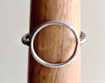 Silver Karma Ring Sterling Silver Circle Ring Hammered