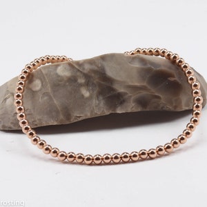 Rose Gold Bead Bracelet, Rose Gold Stacking Bracelet, Rose Gold Layer ...