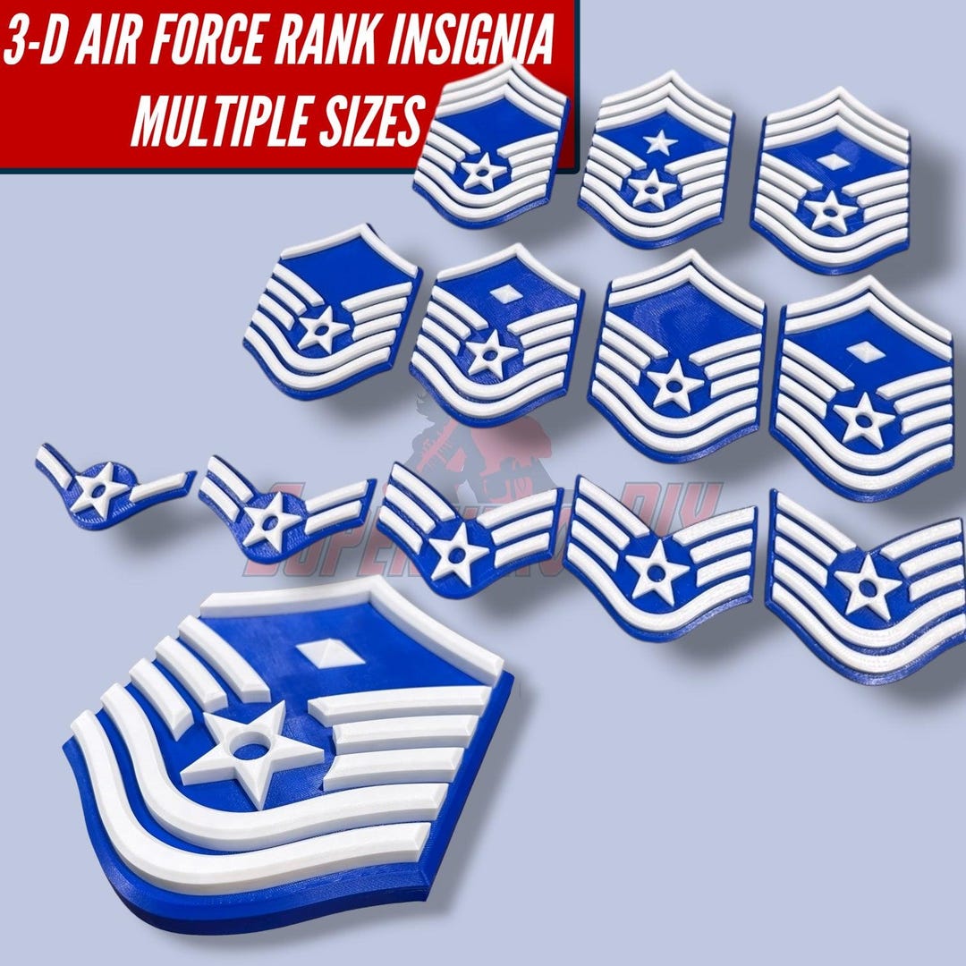 3D Air Force Enlisted Rank Display Insignia | Multiple Sizes Available ...