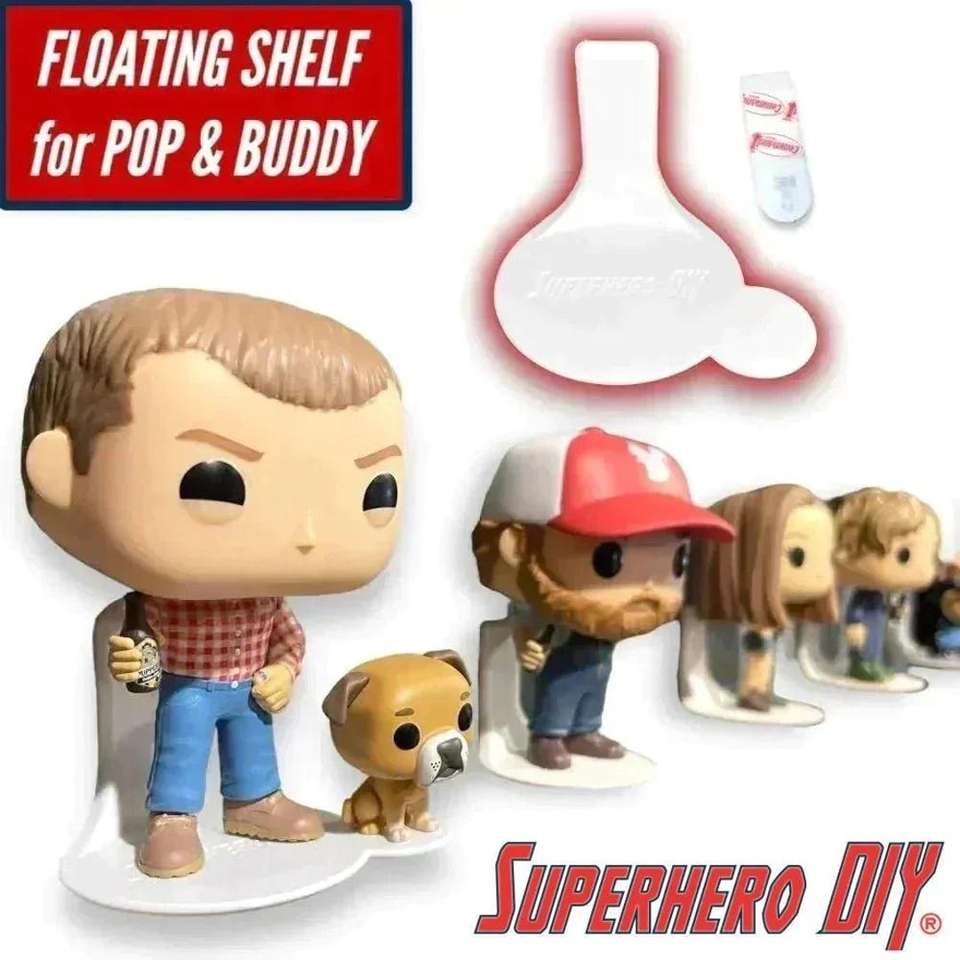 Floating Shelf for Pop & Buddy Out of Box Shelves for 4 Funko Pops With ...