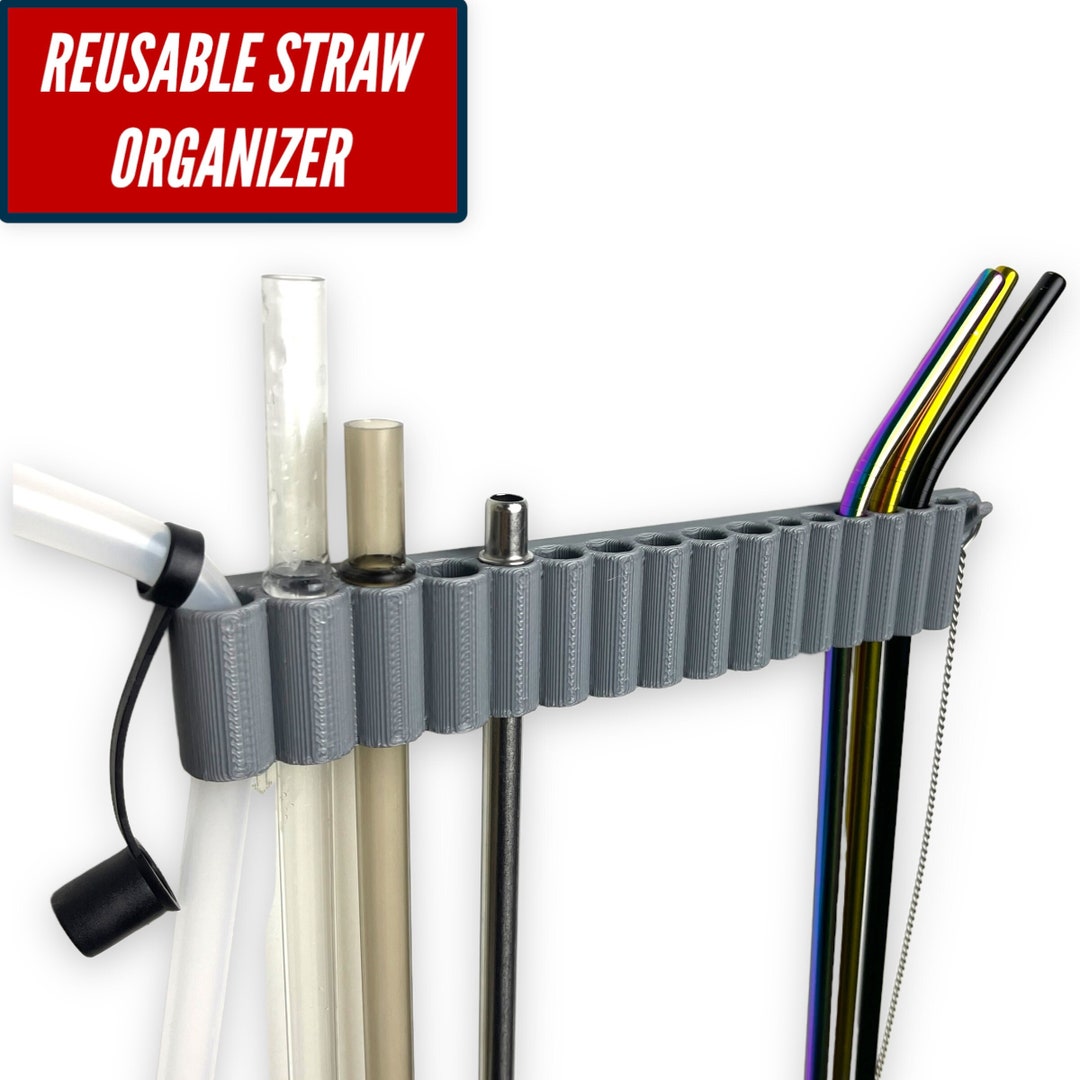 Reusable Straw Organizer | 3d-printed Straw Holder With Command Strips ...