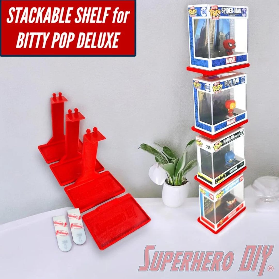 STACKABLE Floating Shelf for Bitty Pop DELUXE | Wall Mount for Funko ...