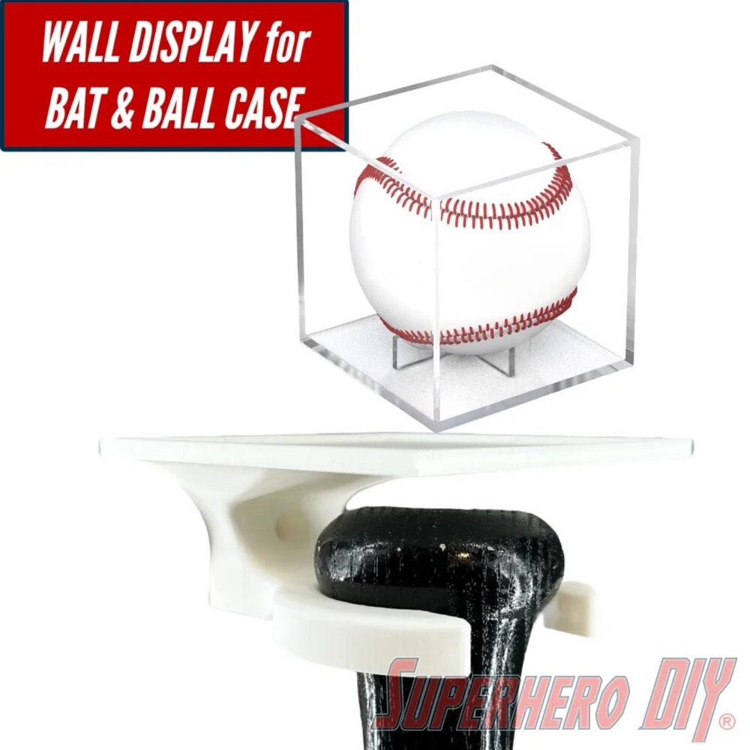 Baseball Bat and Ball Display Case Holder Wall Mount | Floating Shelf ...