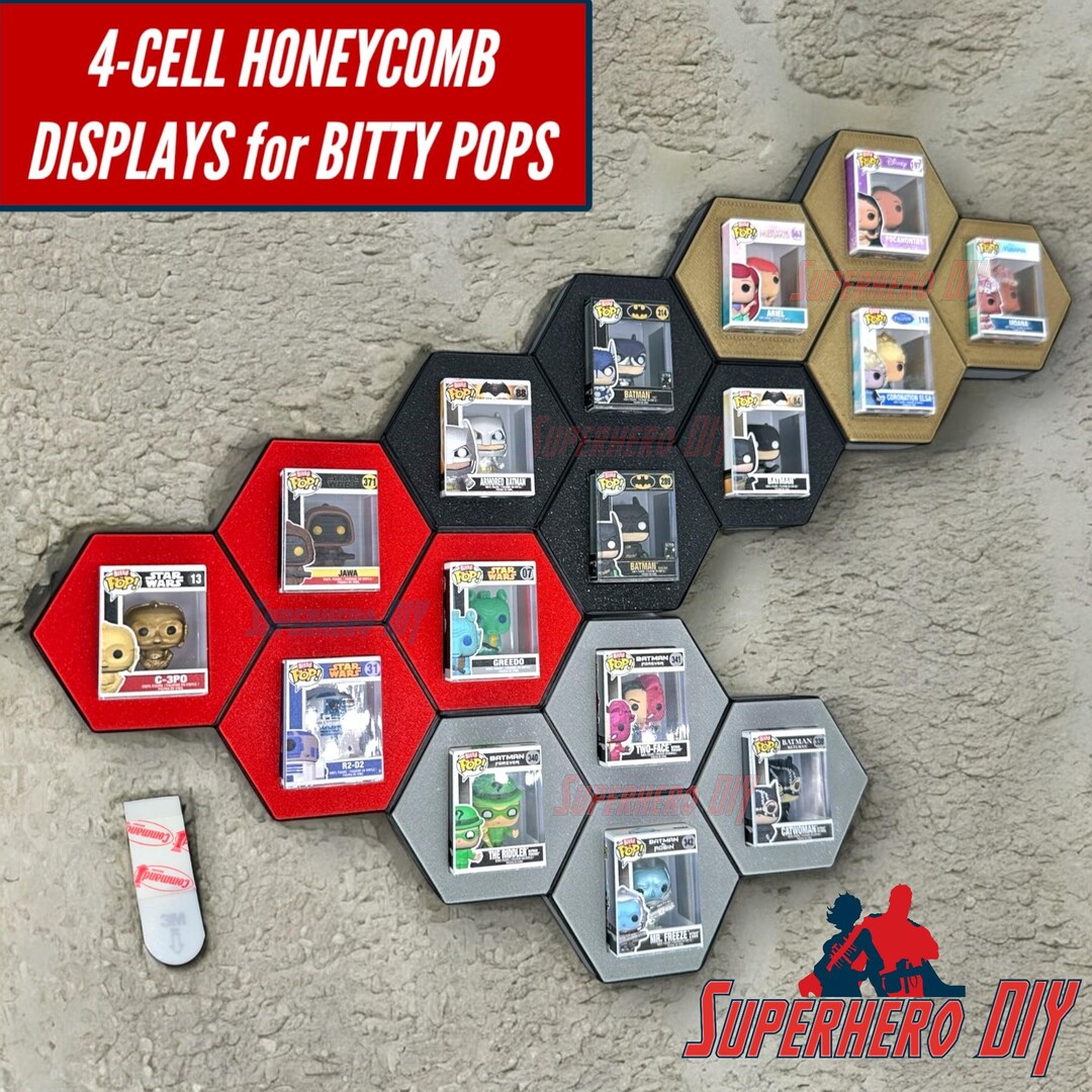 4-CELL Honeycomb Wall Display for Bitty Pops | Organize Bitty Pops for ...