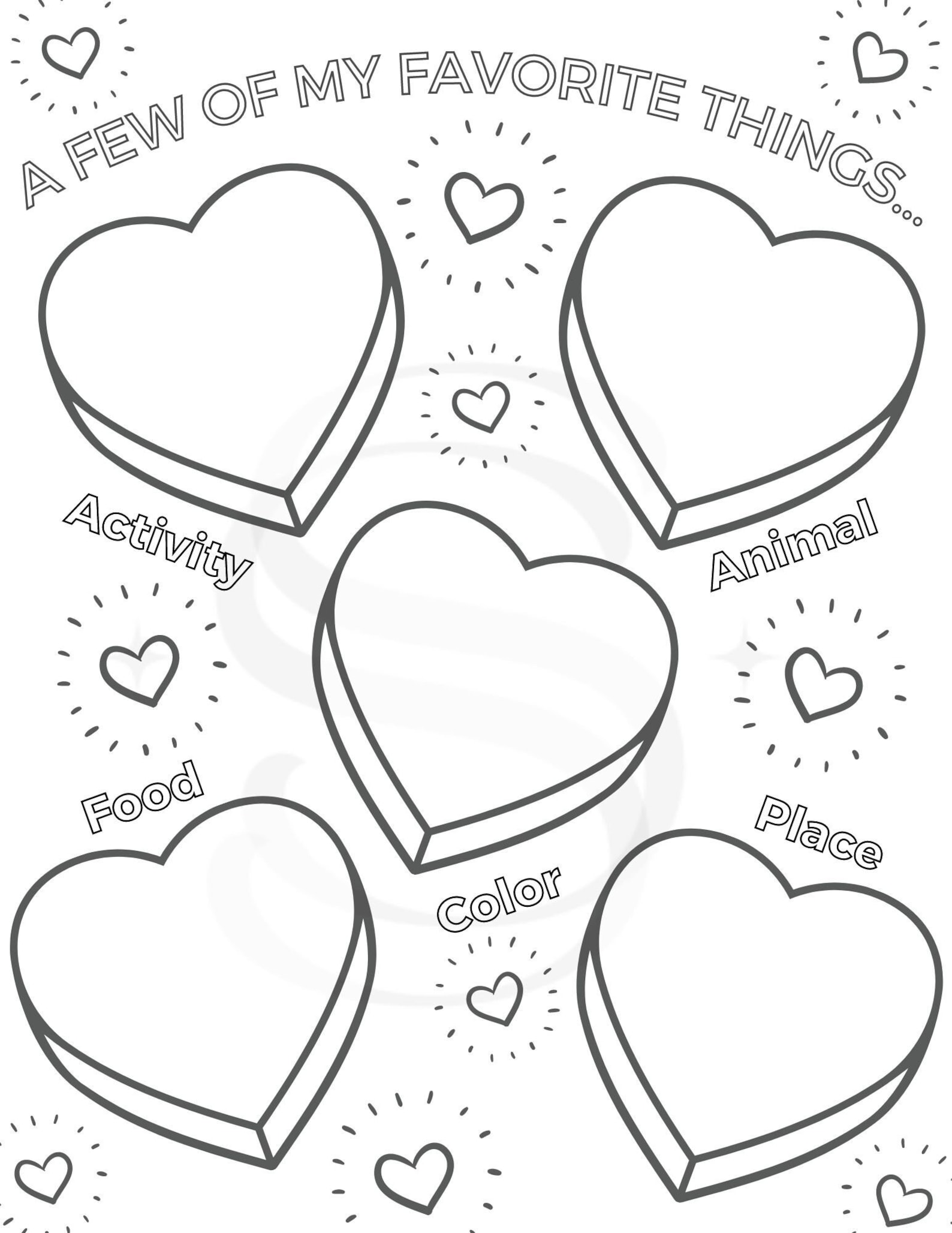 A Few of My Favorite Things Worksheet, About Me Worksheet, Prek ...