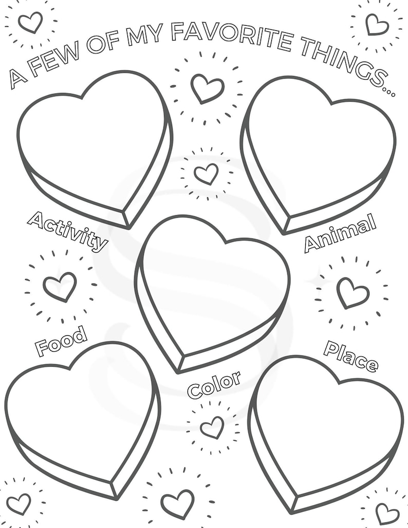 A Few of My Favorite Things Worksheet, About Me Worksheet, Prek ...