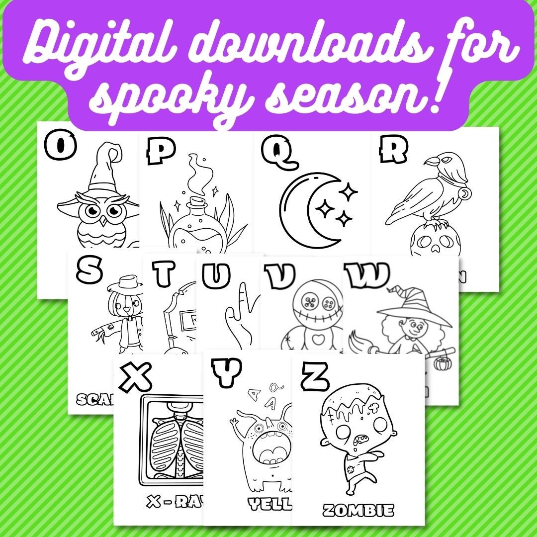Halloween Alphabet Coloring Pages, Halloween Abcs Coloring Book ...