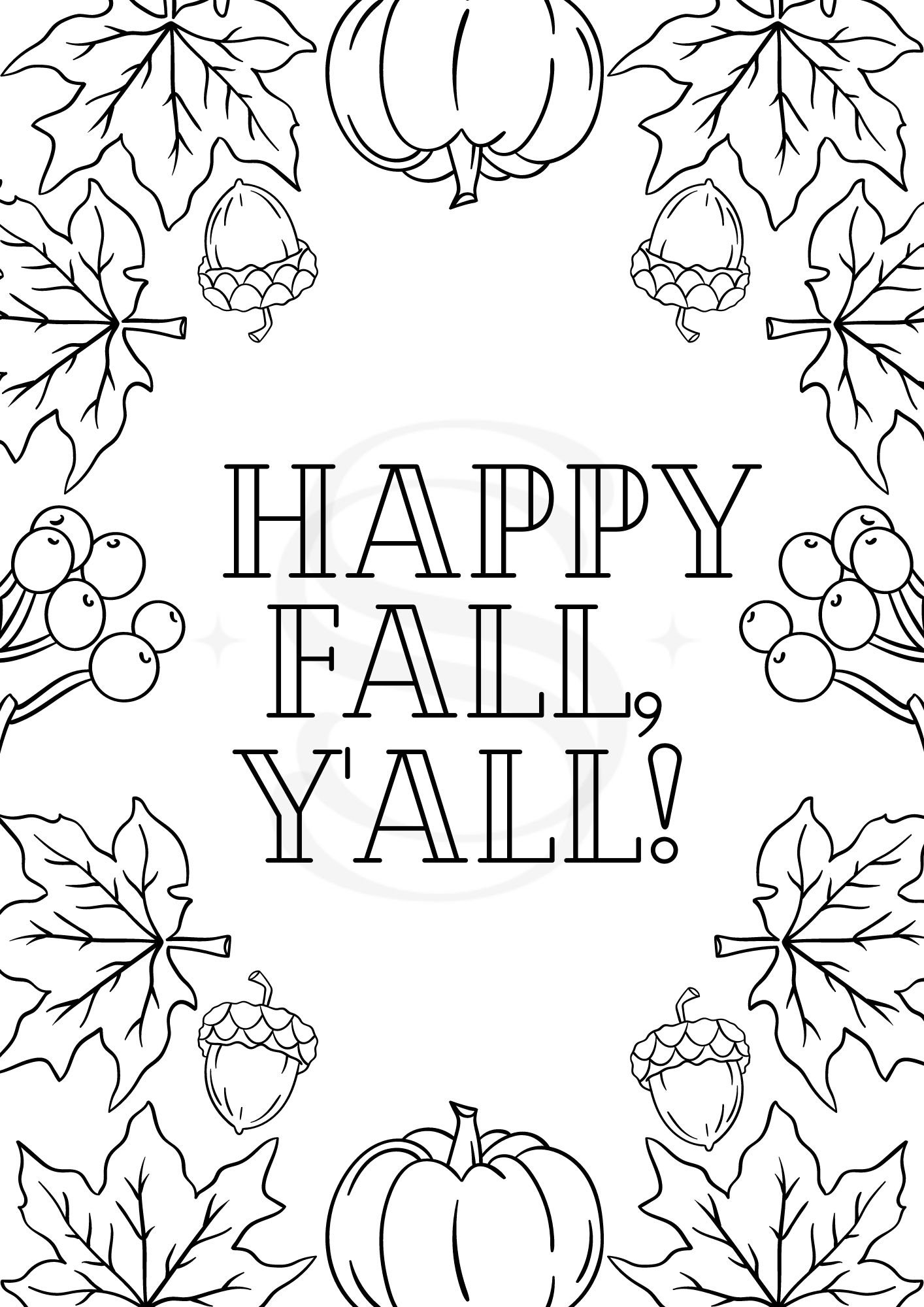 Fall Printables Fall Coloring Pages Monthly Calendar - Etsy