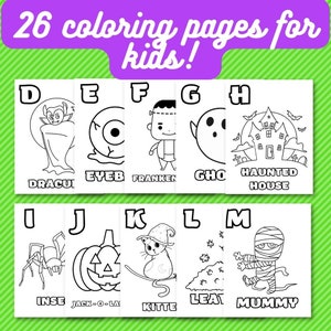 Halloween Alphabet Coloring Pages, Halloween Abcs Coloring Book ...