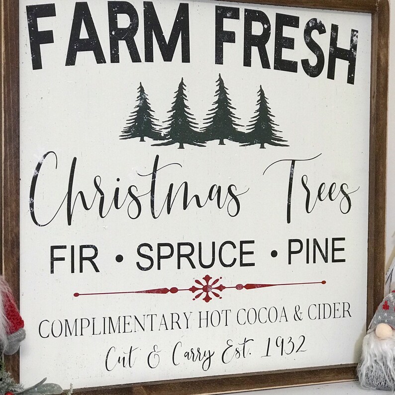 Farm Fresh Christmas Trees 16x16 farmhouse decor rustic | Etsy