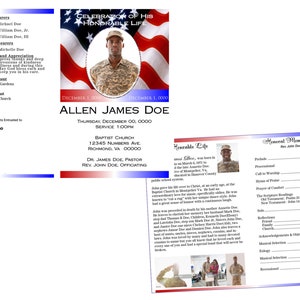 Military Veteran Flag Funeral Memorial Program - Etsy