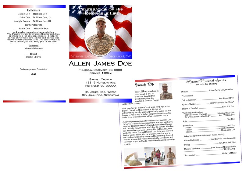 Military Veteran Flag Funeral Memorial Program - Etsy