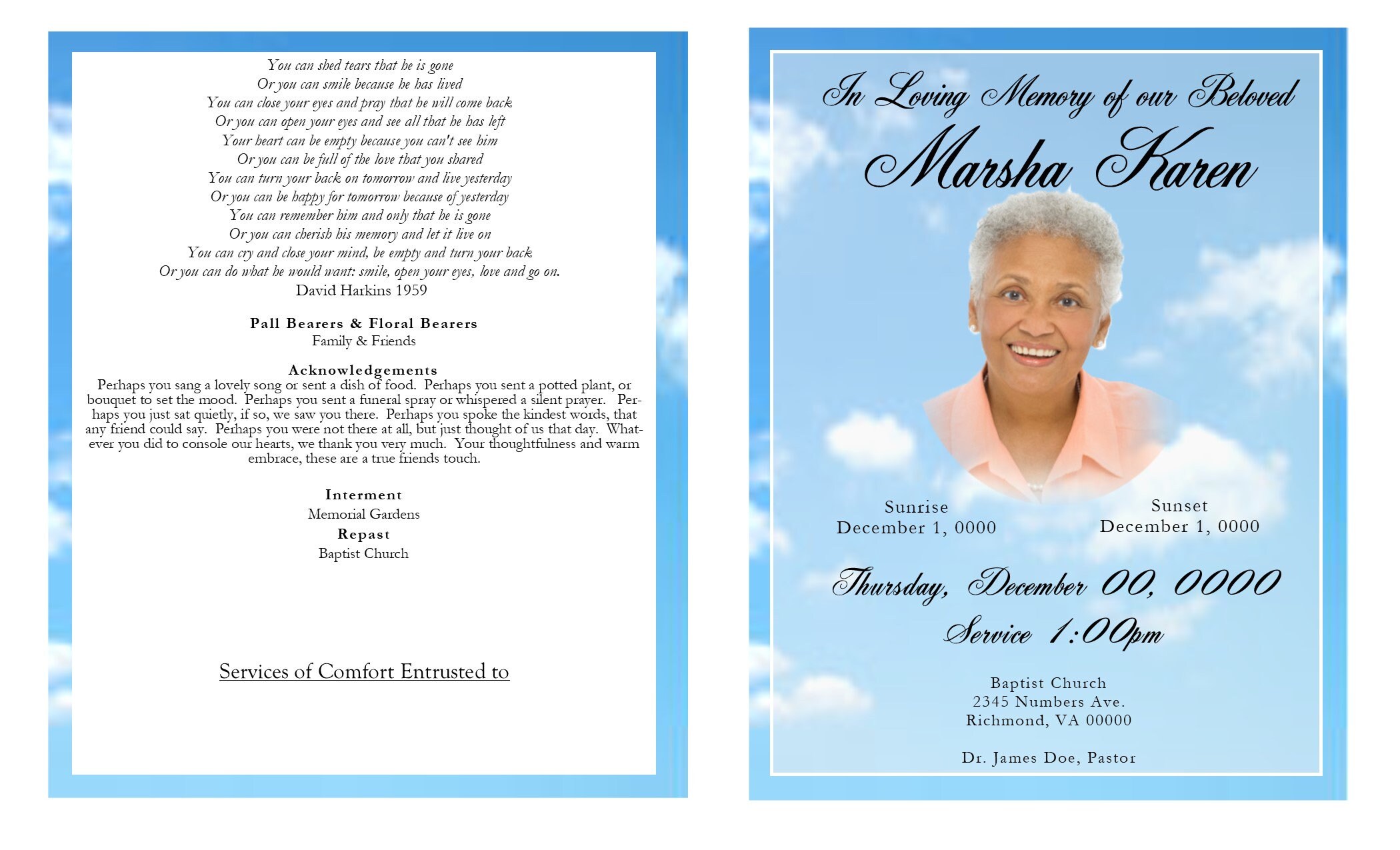 Cloud Memorial Funeral Program - Etsy