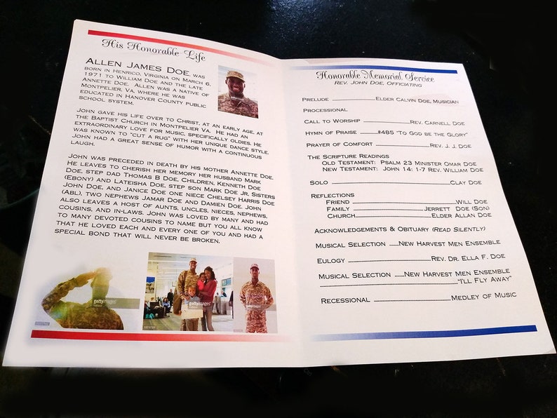 Military Veteran Flag Funeral Memorial Program - Etsy