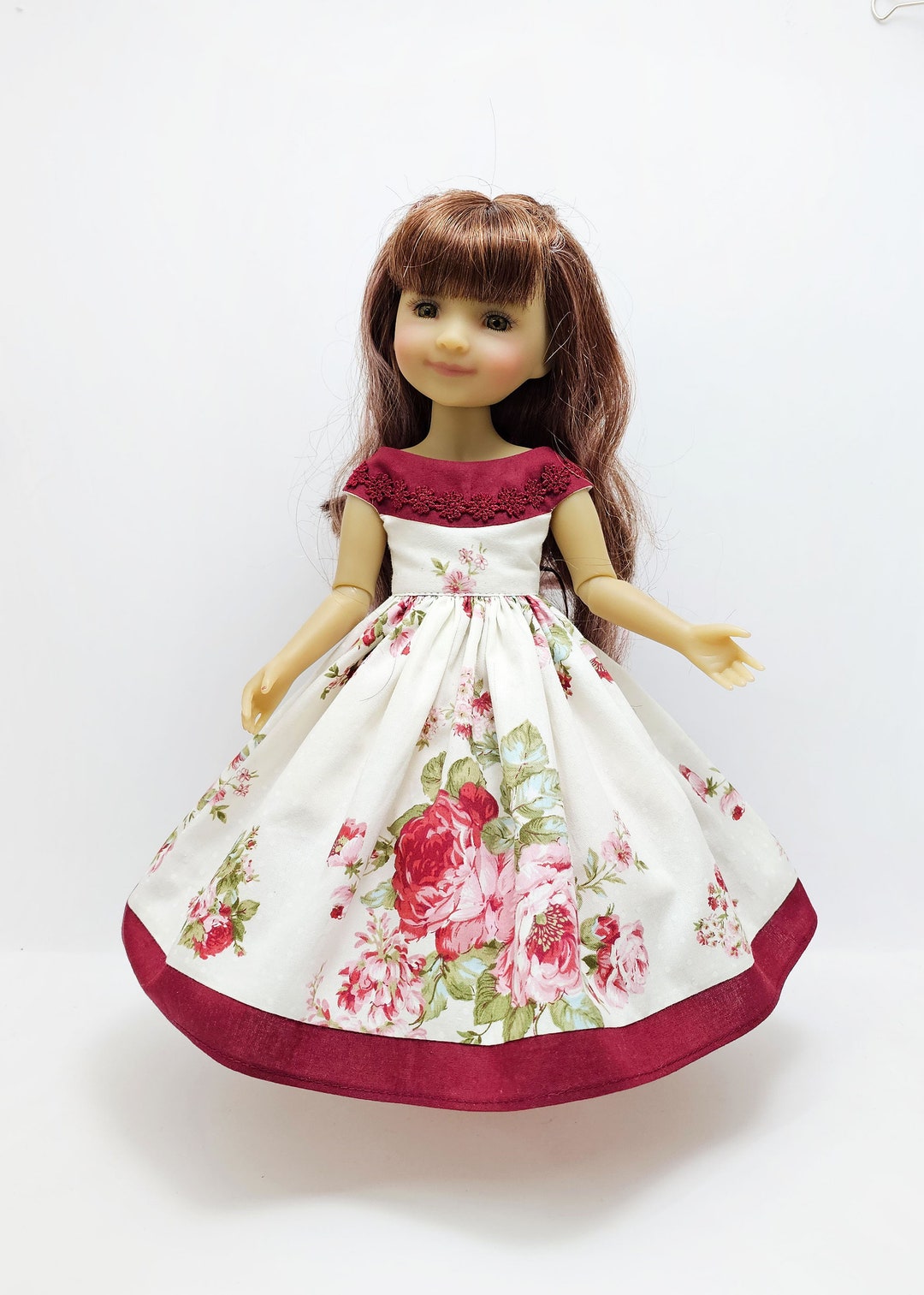 Evening Elegant Dress With Roses for Ruby Red Dolls, Hand-sewn From ...