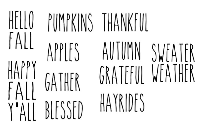 Fall Words Svg/png/dxf File | Etsy