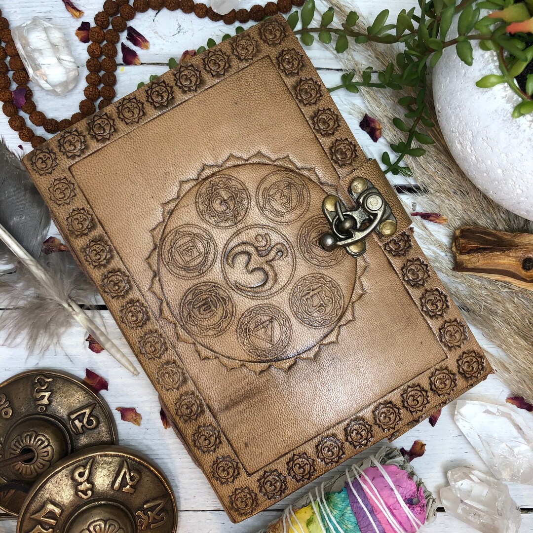 7 Chakra Embossed Leather Meditation Practice Journal | Crystal ...