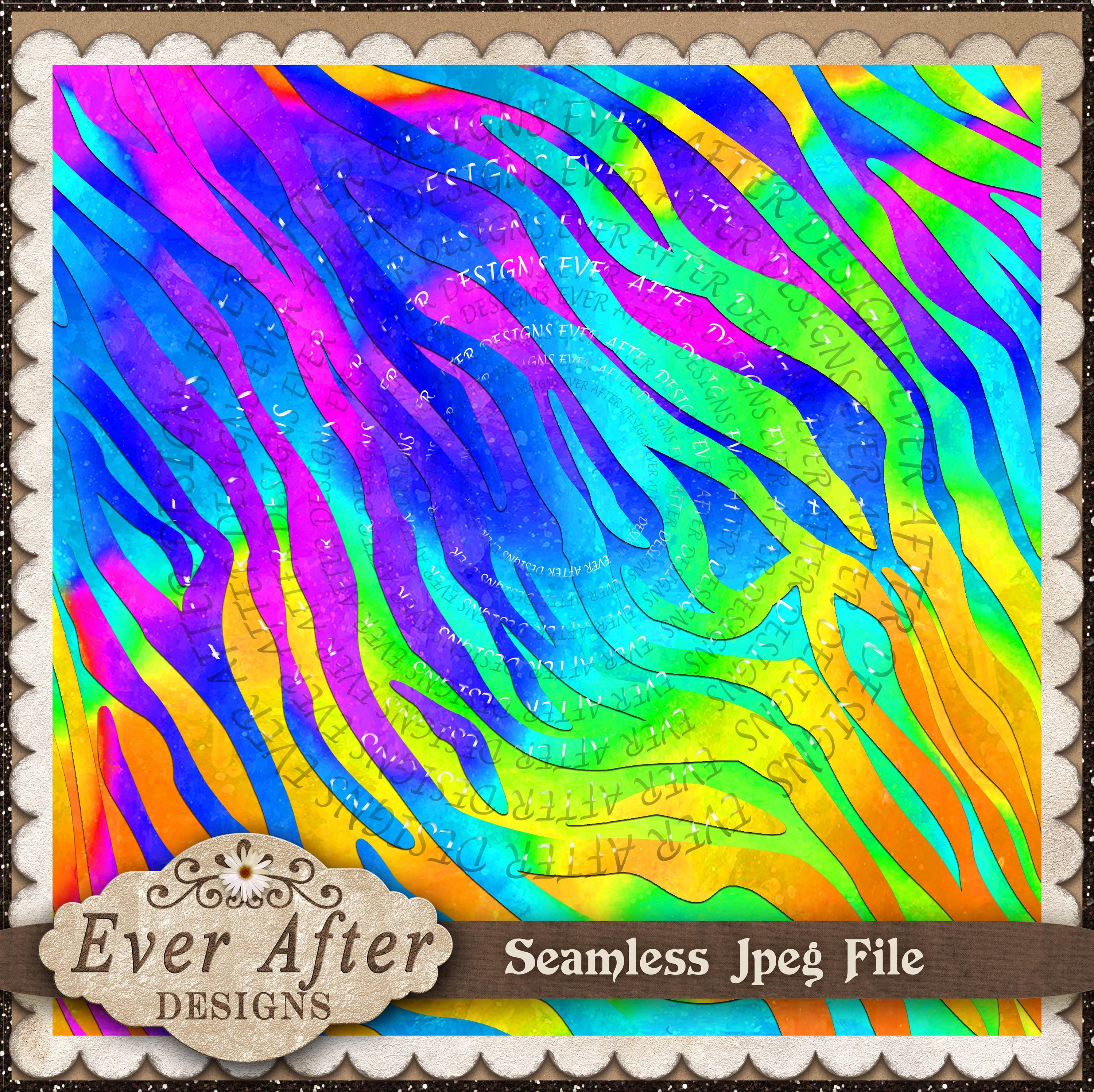 Sparkly Rainbow Zebra Print