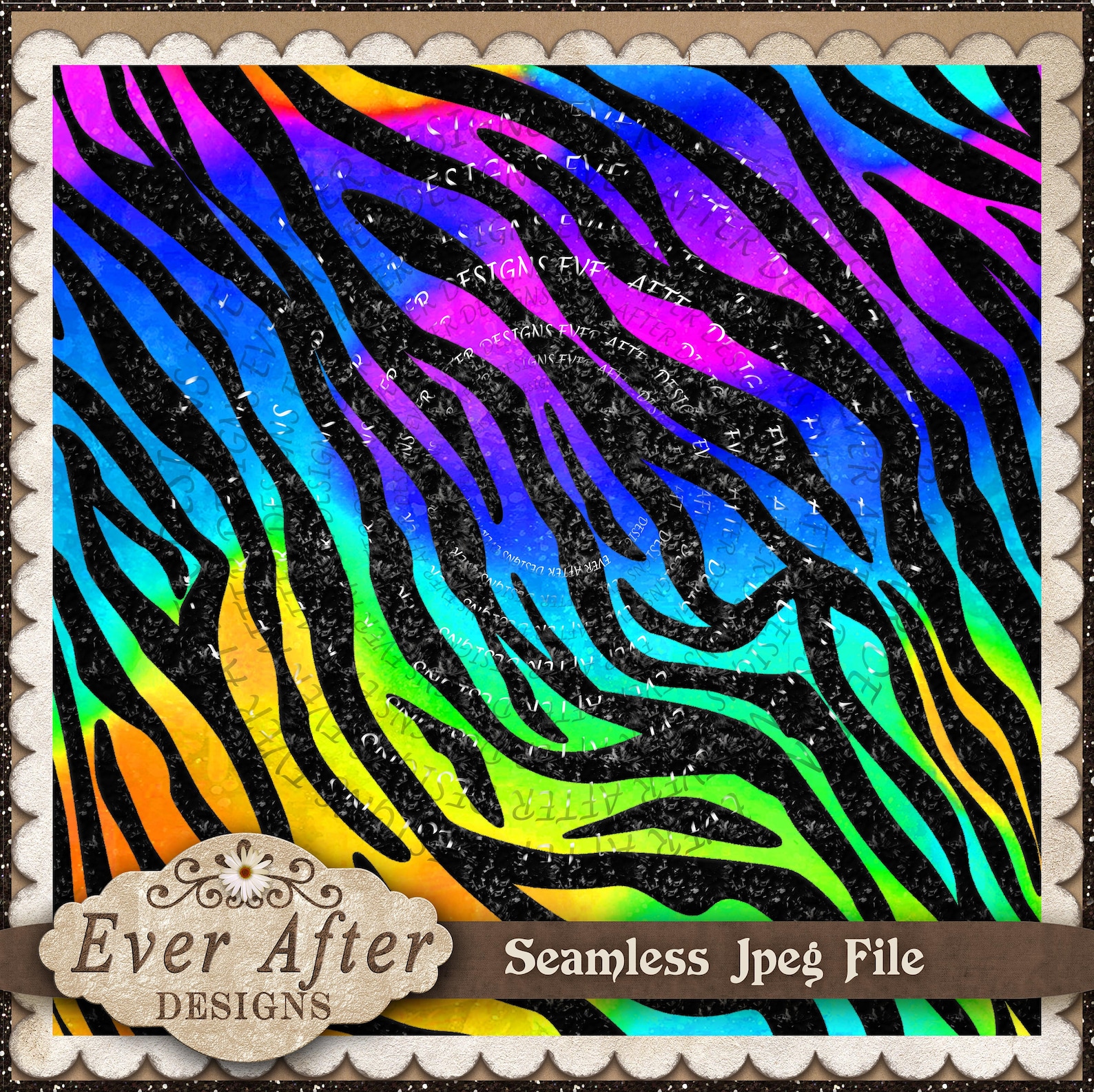 12x12 Seamless Fabric Rainbow Zebra Lisa Frank Style Seamless Digital ...