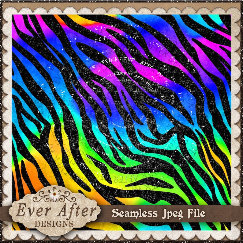 12x12 Seamless Fabric Rainbow Zebra Lisa Frank Style Seamless Digital ...