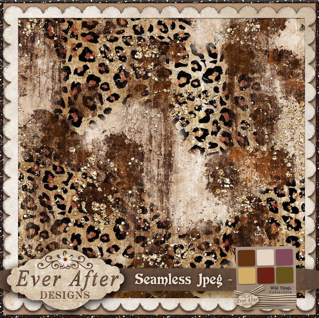 Seamless Gold Glitter Cheetah Leopard Wild Animal Print Digital ...
