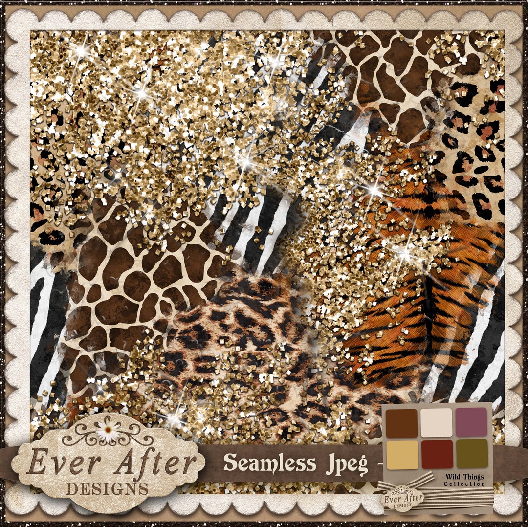 Seamless Gold Glitter Cheetah Leopard Wild Animal Print Digital ...
