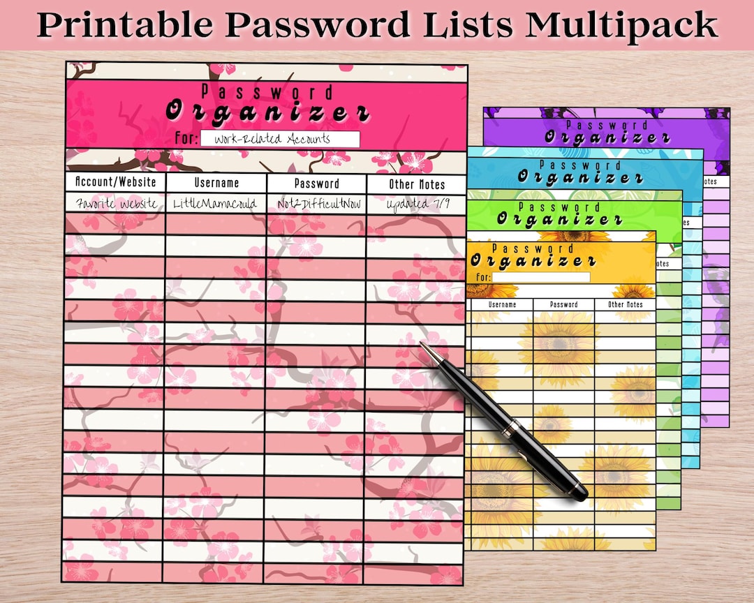 Printable Password Tracker Set | Login and Password Log | Home ...