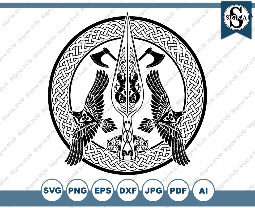 Odin Spear and Ravens Svg - Odin Vector - Viking Svg - Norse Viking ...