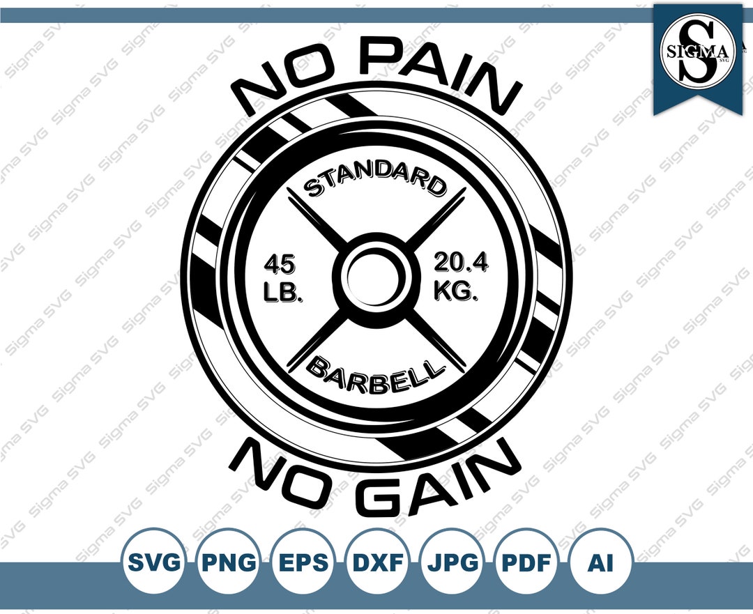 No Pain No Gain SVG Weightlifting Clipart, Gym Clipart, Weightlifting SVG, Gym SVG, Fitness ...