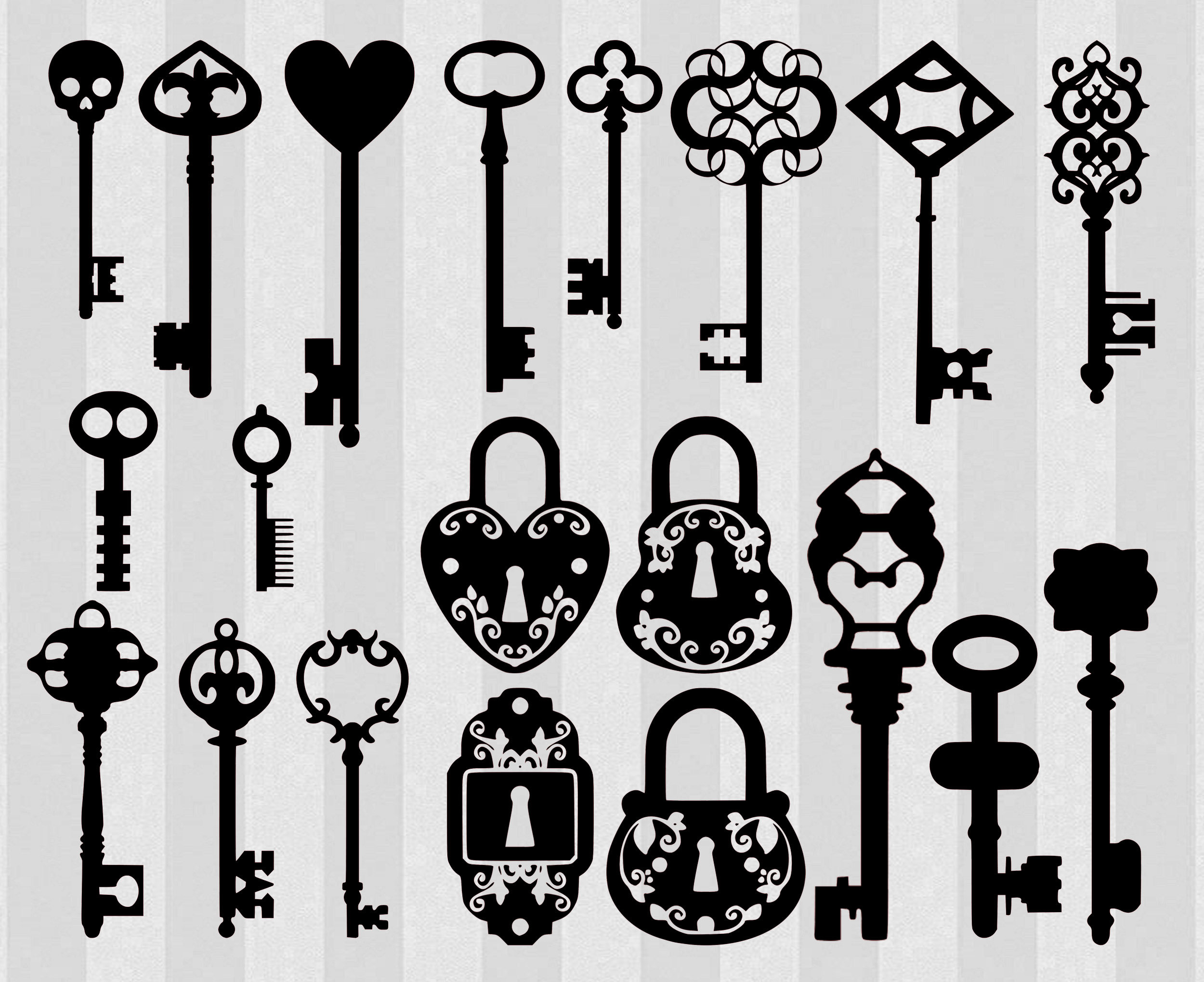Fancy Skeleton Key Silhouette