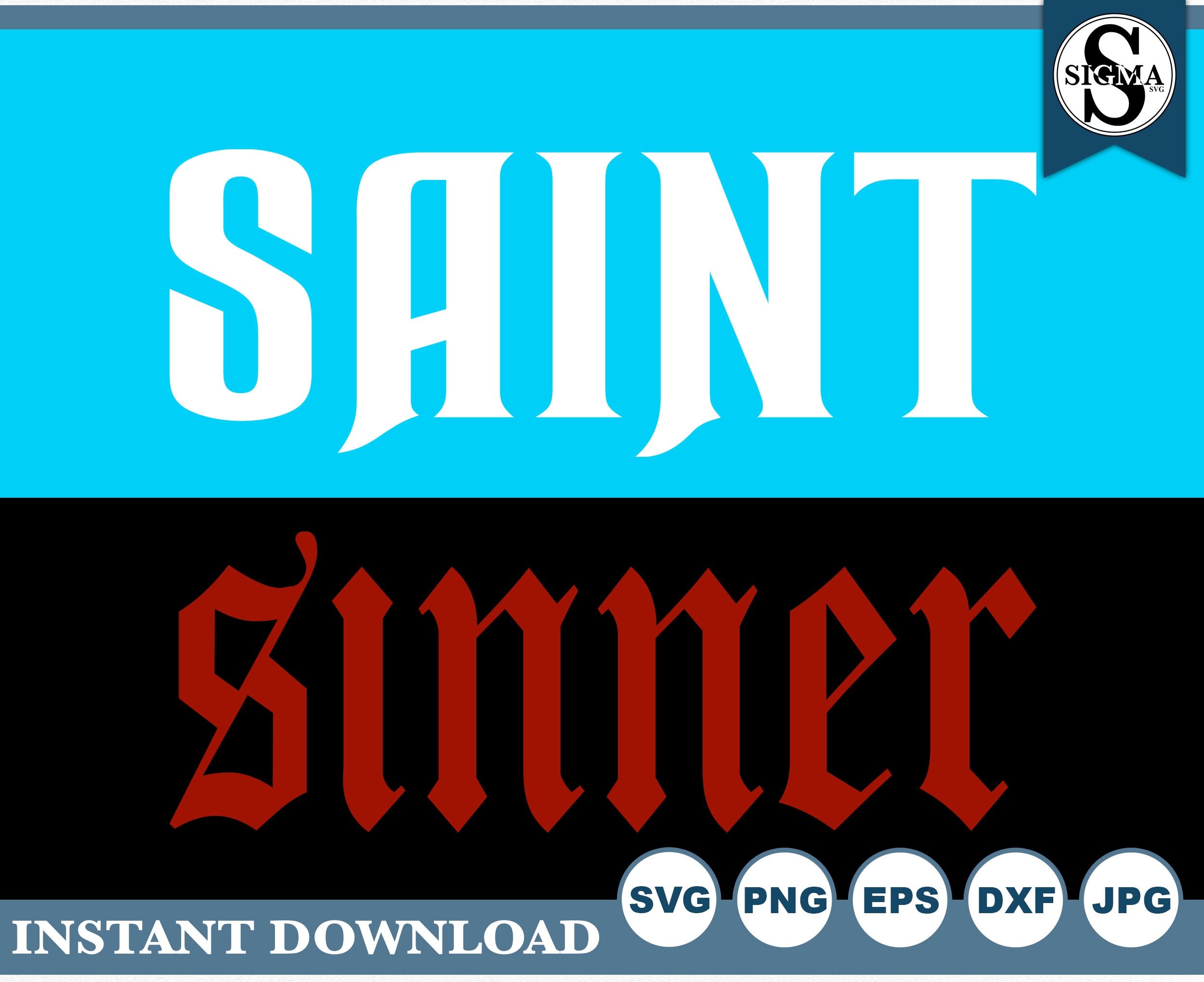 Saint and Sinner SVG Clipart for Cricut and Silhouette Svg - Etsy